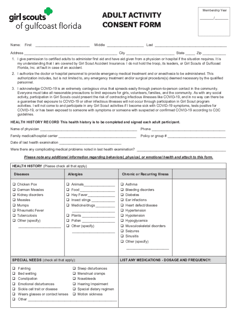 Fillable Online Adult Activity Consent Form Fax Email Print - pdfFiller