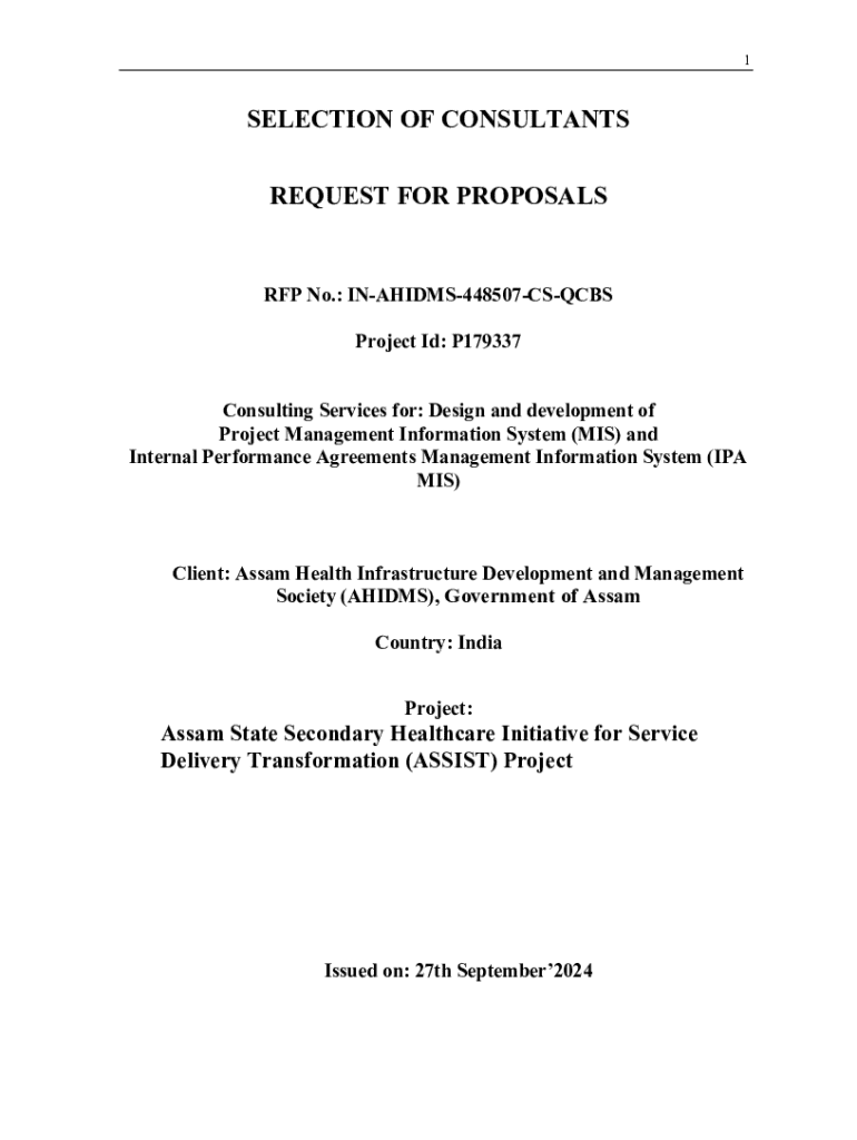 Fillable Online Rfp for Consultancy Services for Mis Development Fax ...
