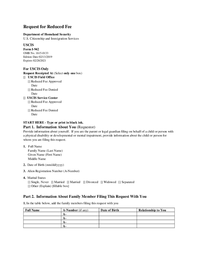 Fillable Online Request for Reduced Fee Fax Email Print - pdfFiller