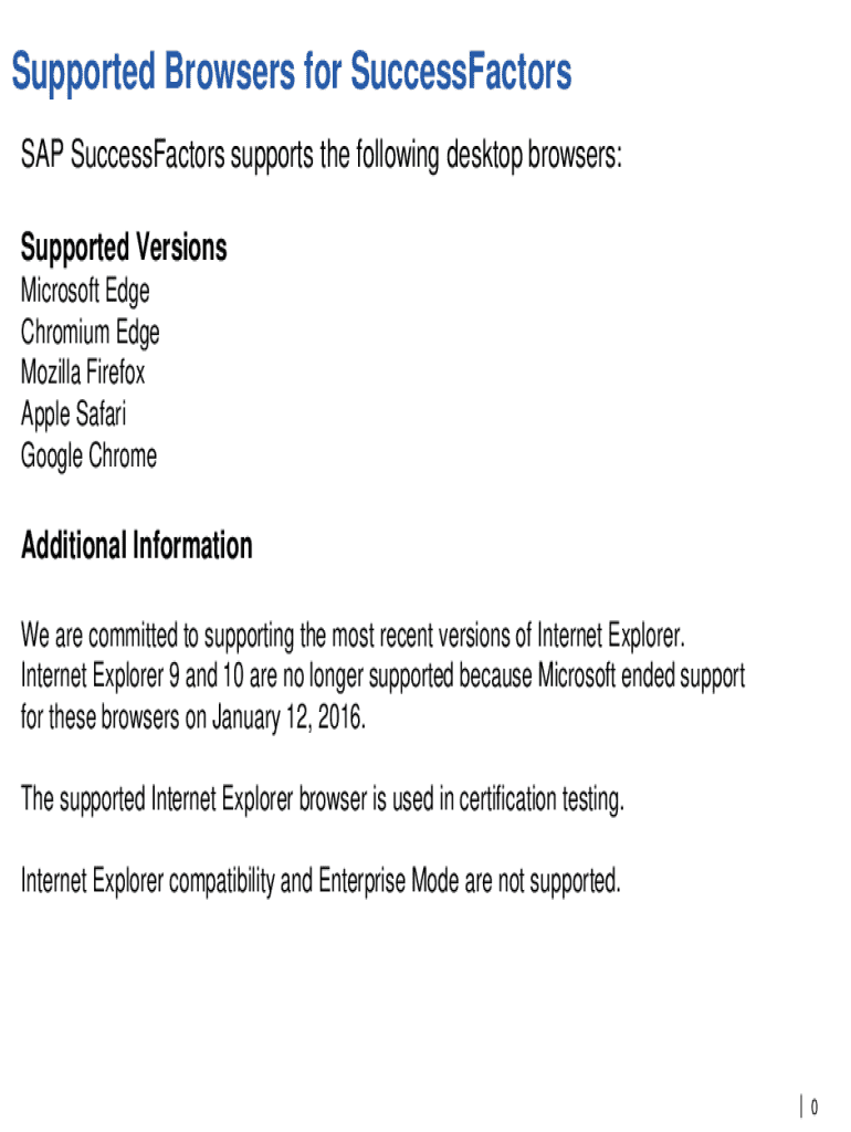 Fillable Online Supported Browsers for Sap Successfactors Fax Email ...