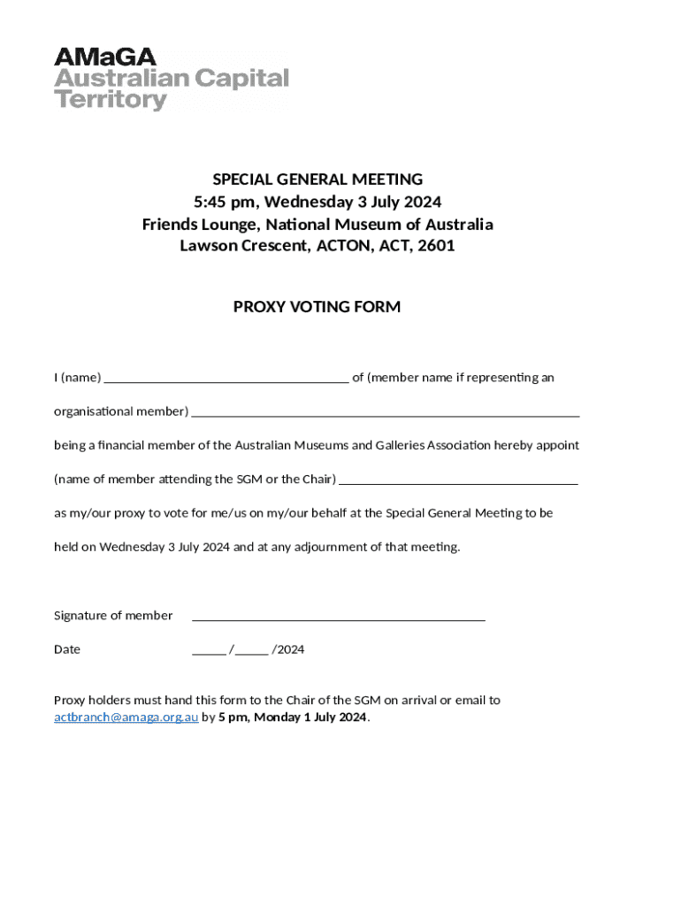 AGM Notice and Proxy Voting Doc Template | pdfFiller