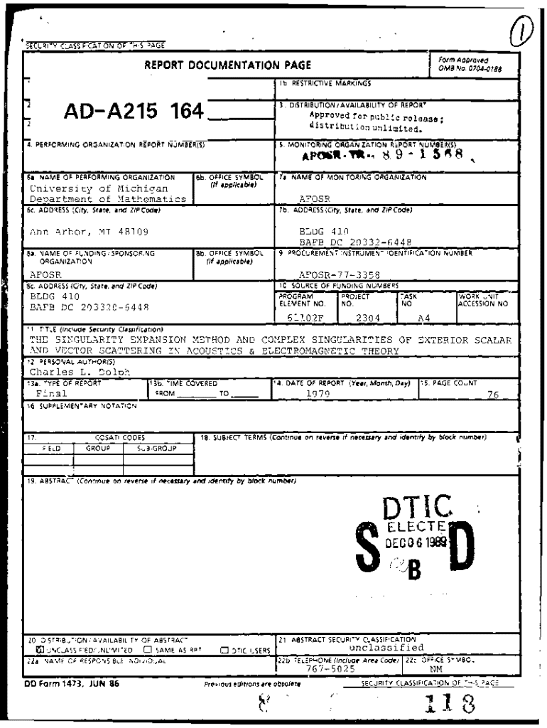 Fillable Online The Singularity Expansion Method and Complex ...