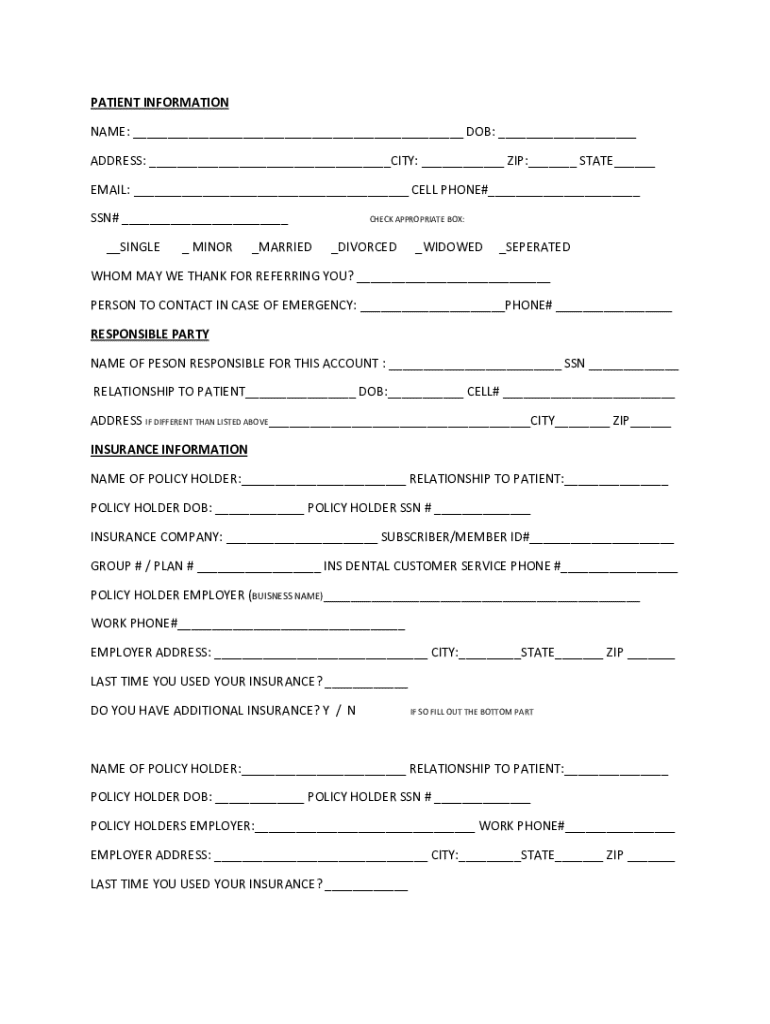 Fillable Online Patient Information Collection Fax Email Print - pdfFiller