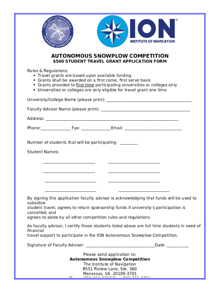 Student Travel Grant Application Doc Template | pdfFiller