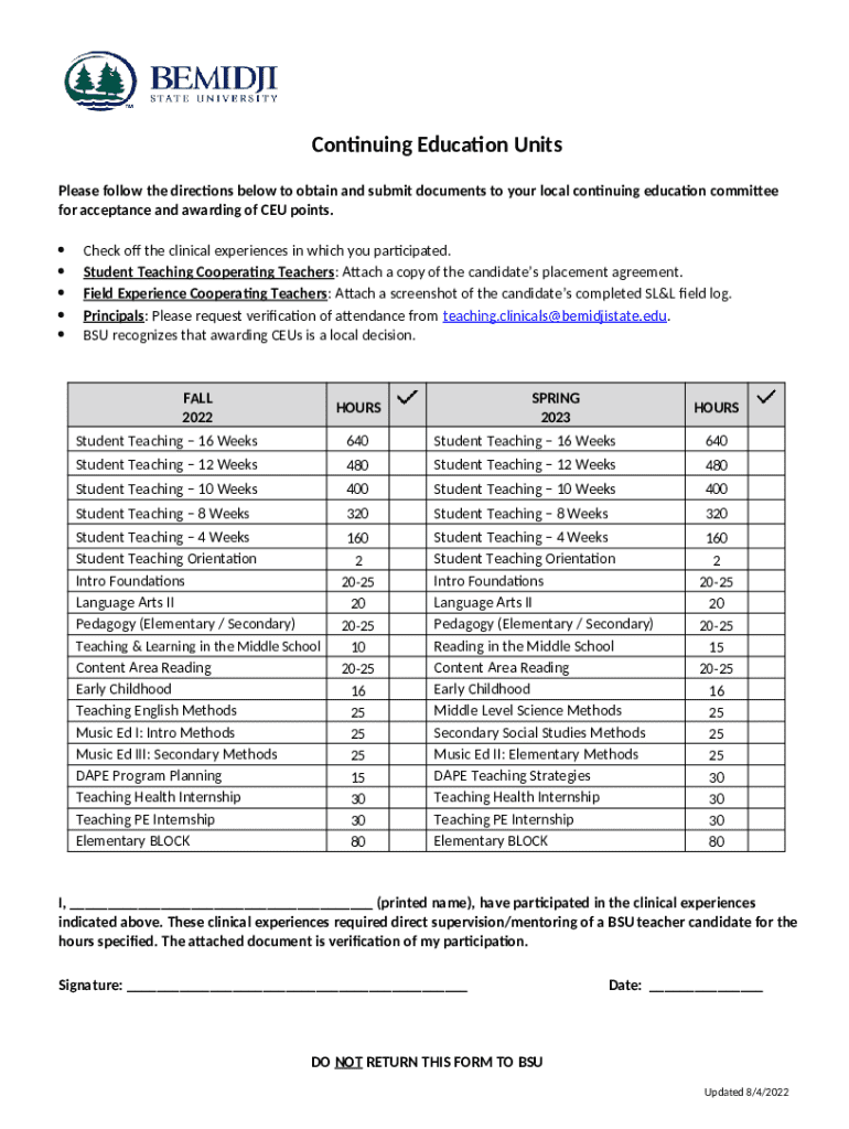 Continuing Education Units Submission Doc Template | pdfFiller