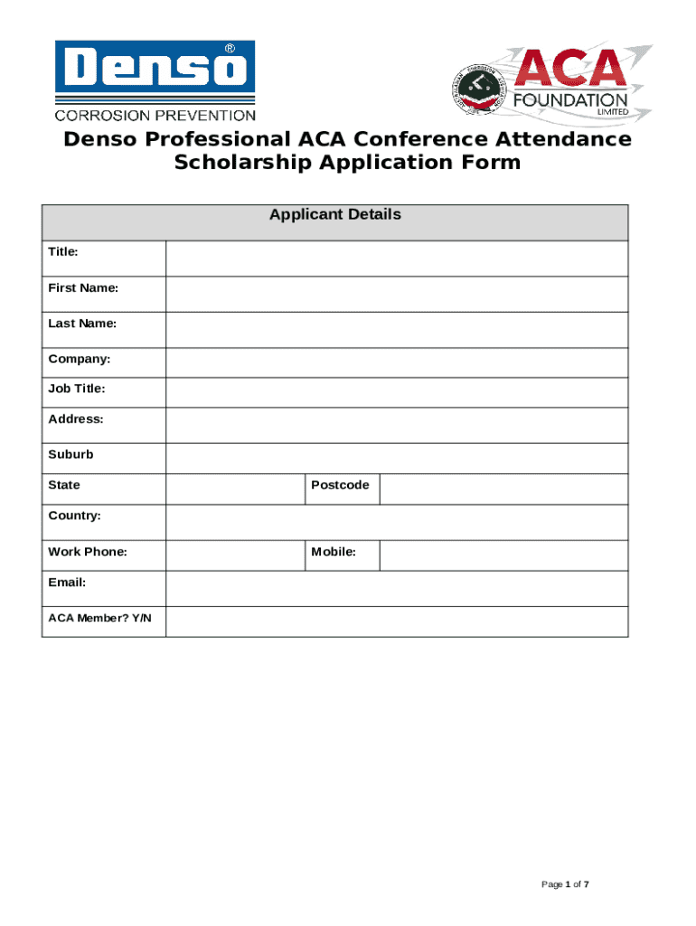 Denso Professional Aca Conference Attendance Scholarship Application ...