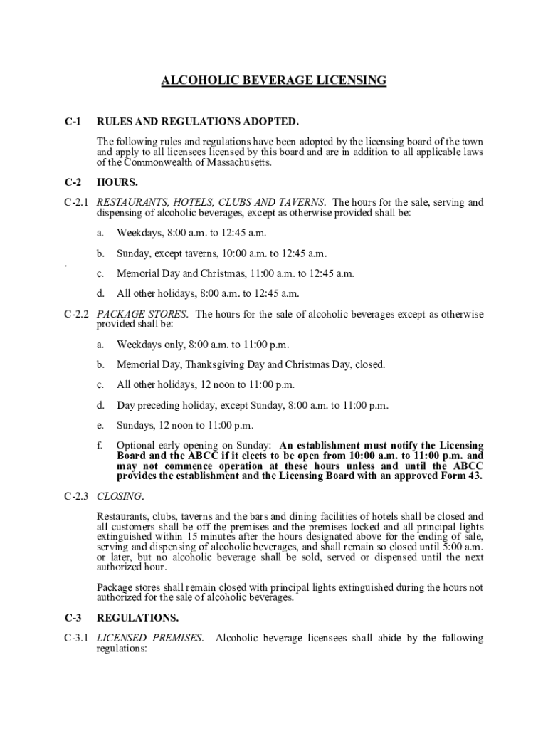 Fillable Online Rules and Regulations for Alcoholic Beverages Licensing Fax Email Print - pdfFiller