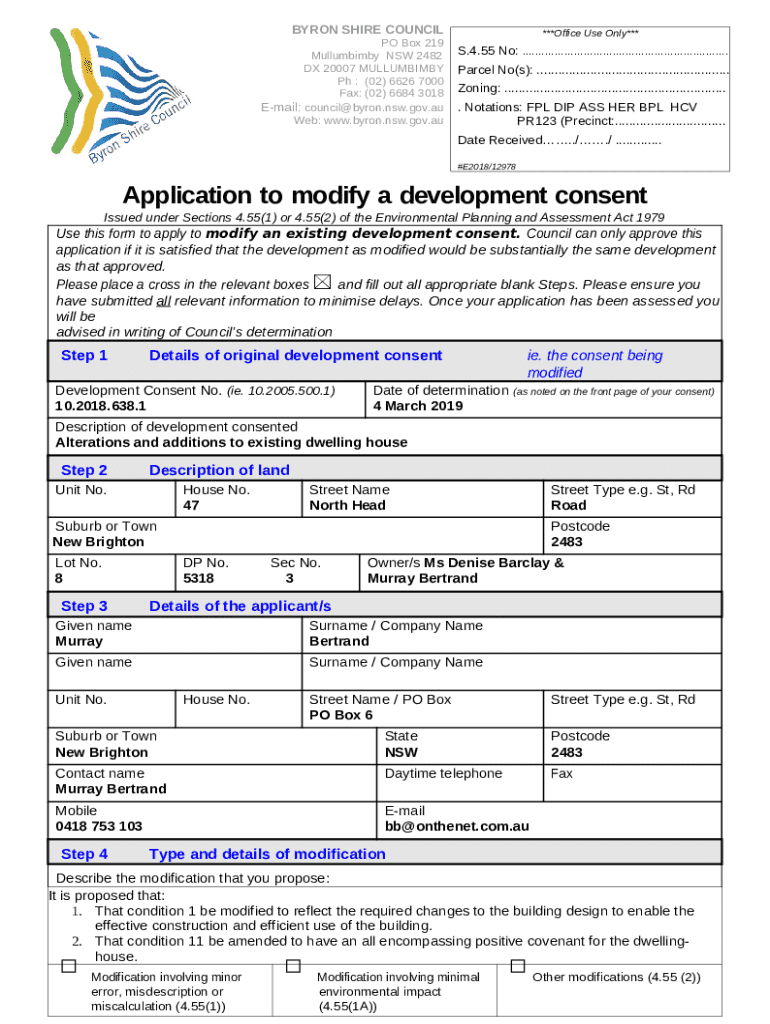 Application to Modify Development Consent Doc Template | pdfFiller