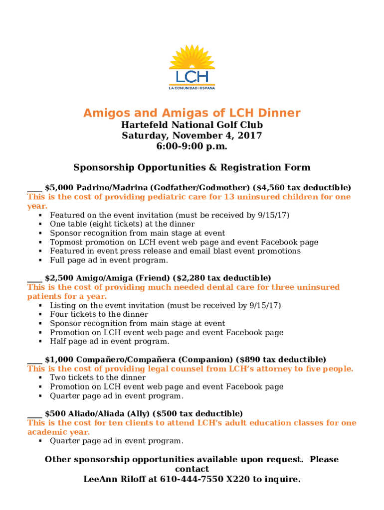 Sponsorship Opportunities & Registration Doc Template | pdfFiller