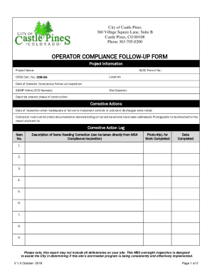 Fillable Online Operator Compliance Follow-up Inspection Report Fax Email Print - pdfFiller