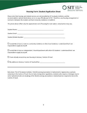 Fillable Online Student Housing Application Fax Email Print - pdfFiller