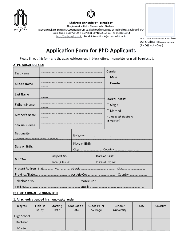 Phd Application Doc Template | pdfFiller