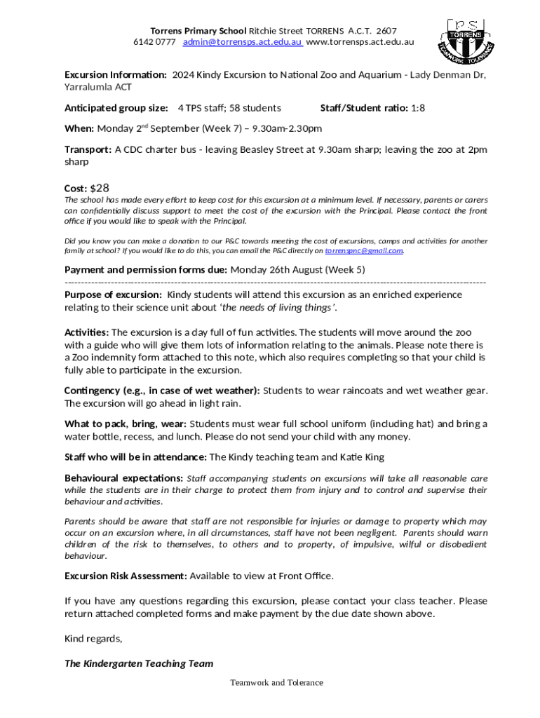 Excursion Ination:2024 Kindy Excursion to National Zoo and Aquarium - Lady Denman Dr, Yarralumla ...