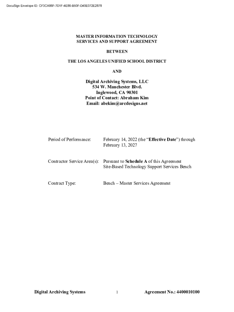 Fillable Online Agreement Between Los Angeles Unified School District ...