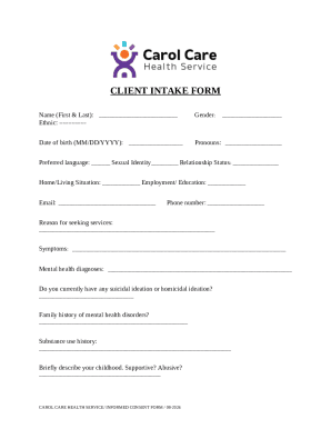 Client Intake Doc Template | pdfFiller