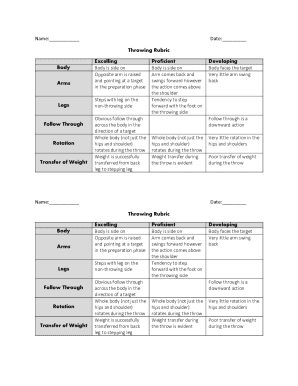 Fillable Online Throwing Performance Assessment Fax Email Print - pdfFiller