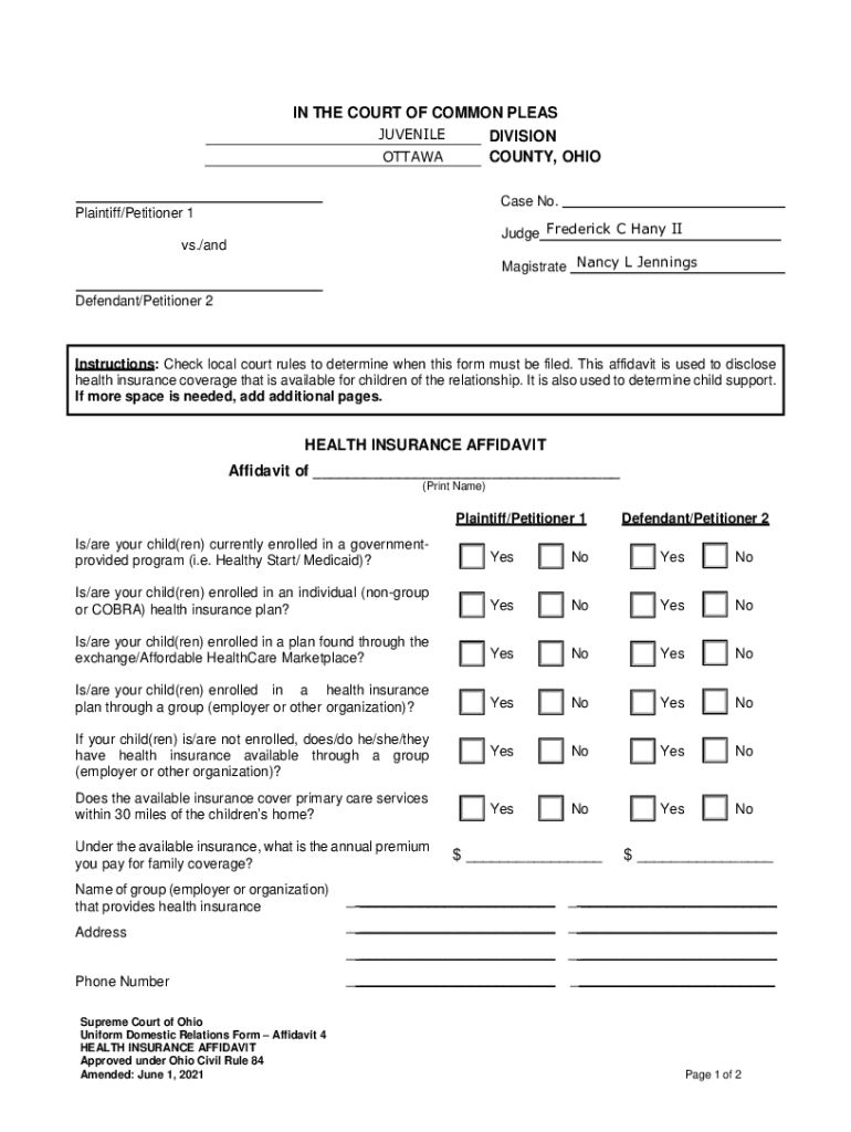 Health Insurance Affidavit - Blank Fillable Template | Fill Out, Print ...