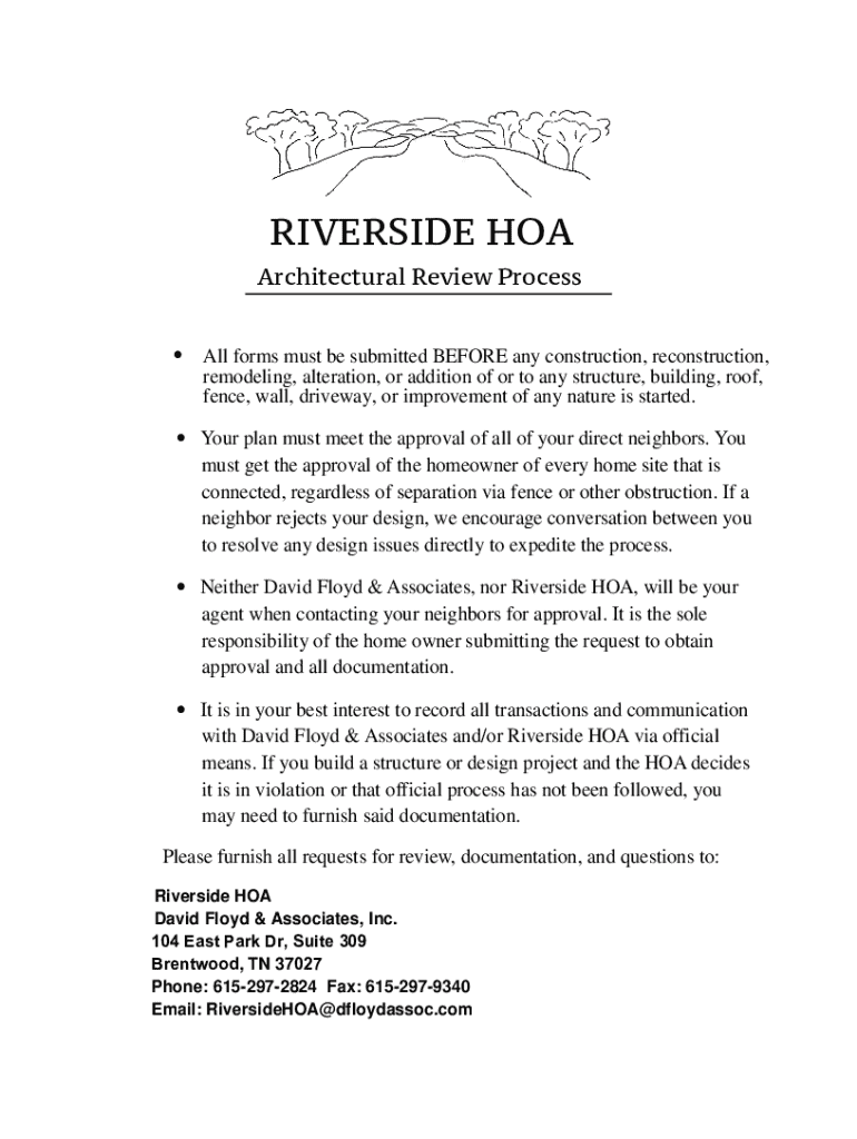 Fillable Online Riverside Hoa Architectural Review Process Fax Email Print - pdfFiller
