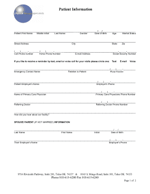 Fillable Online Patient Information Fax Email Print - pdfFiller