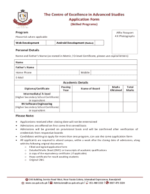 Fillable Online Centre of Excellence in Advanced Studies Application ...
