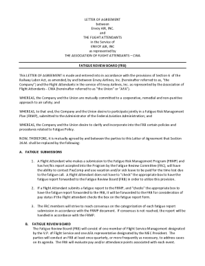 Fillable Online Fatigue Risk Management Policy Agreement Fax Email ...