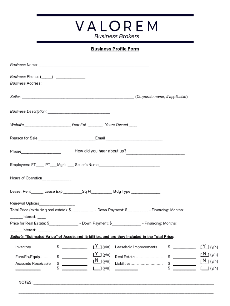 Fillable Online Business Profile Information Fax Email Print - pdfFiller