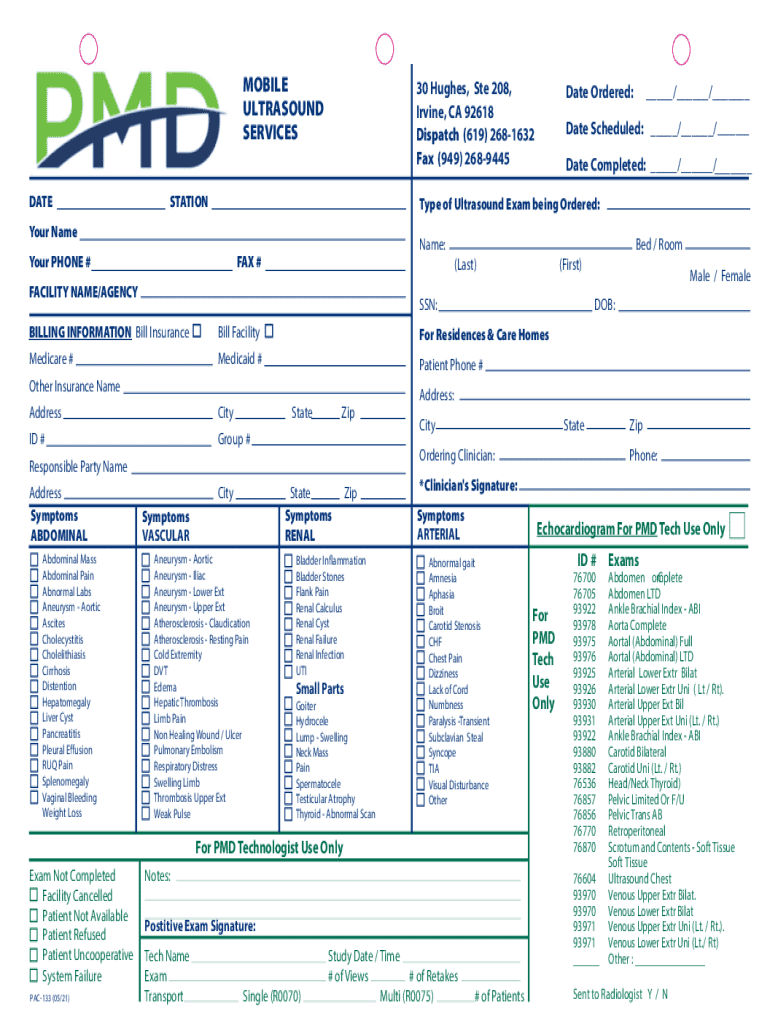 Fillable Online Mobile Ultrasound Services Request Fax Email Print ...
