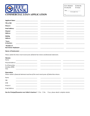 Fillable Online Commercial Loan Application Form Fax Email Print ...