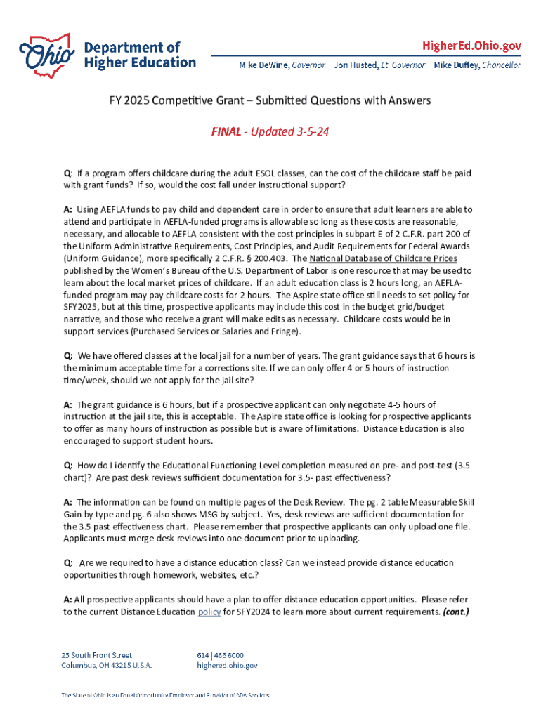 Fillable Online Fy 2025 Competitive Grant Faq Fax Email Print - pdfFiller