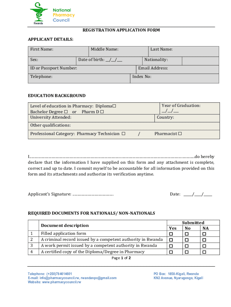 Fillable Online Pharmacy Registration Application Fax Email Print - pdfFiller