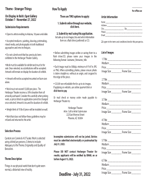 Fillable Online Call to Artists for 'stranger Things' Exhibition Fax ...