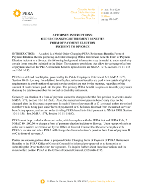 Fillable Online Order Changing Pera Retirement Benefits Fax Email Print ...