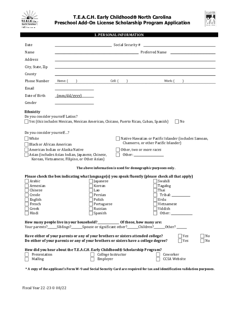 Fillable Online Preschool Add-on License Scholarship Program ...