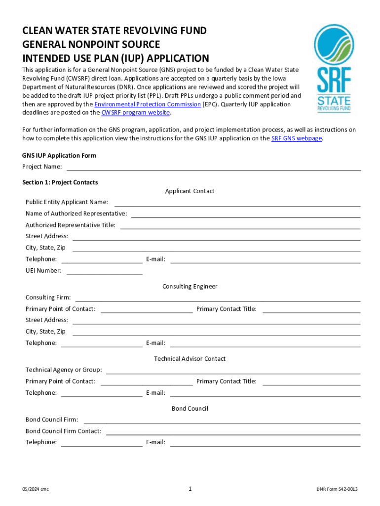 Fillable Online Clean Water State Revolving Fund General Nonpoint ...