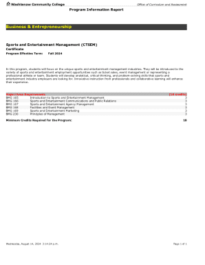Fillable Online Sports and Entertainment Management Certificate Fax ...