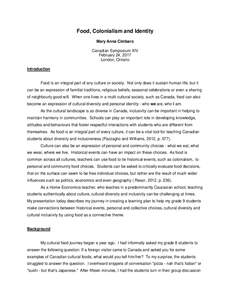 Fillable Online Food, Colonialism and Identity Fax Email Print - pdfFiller