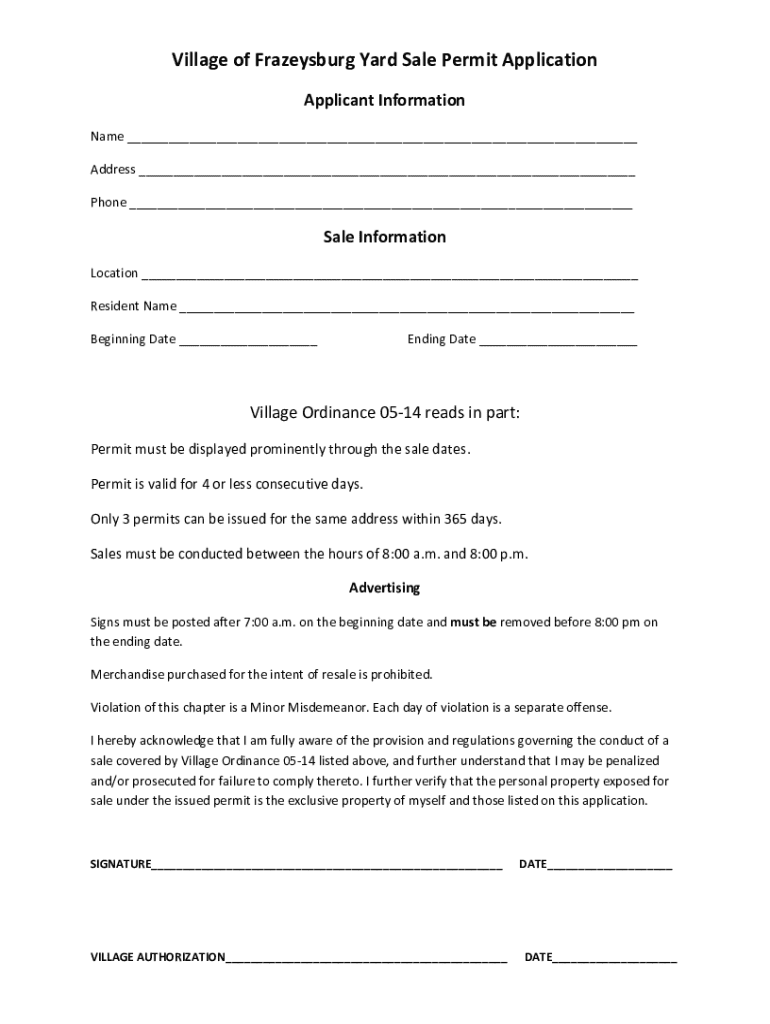 Fillable Online Garage Sale Permit Online - Fill Online, Printable ...