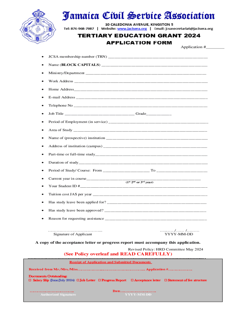Fillable Online Tertiary Education Grant Application Form Fax Email ...