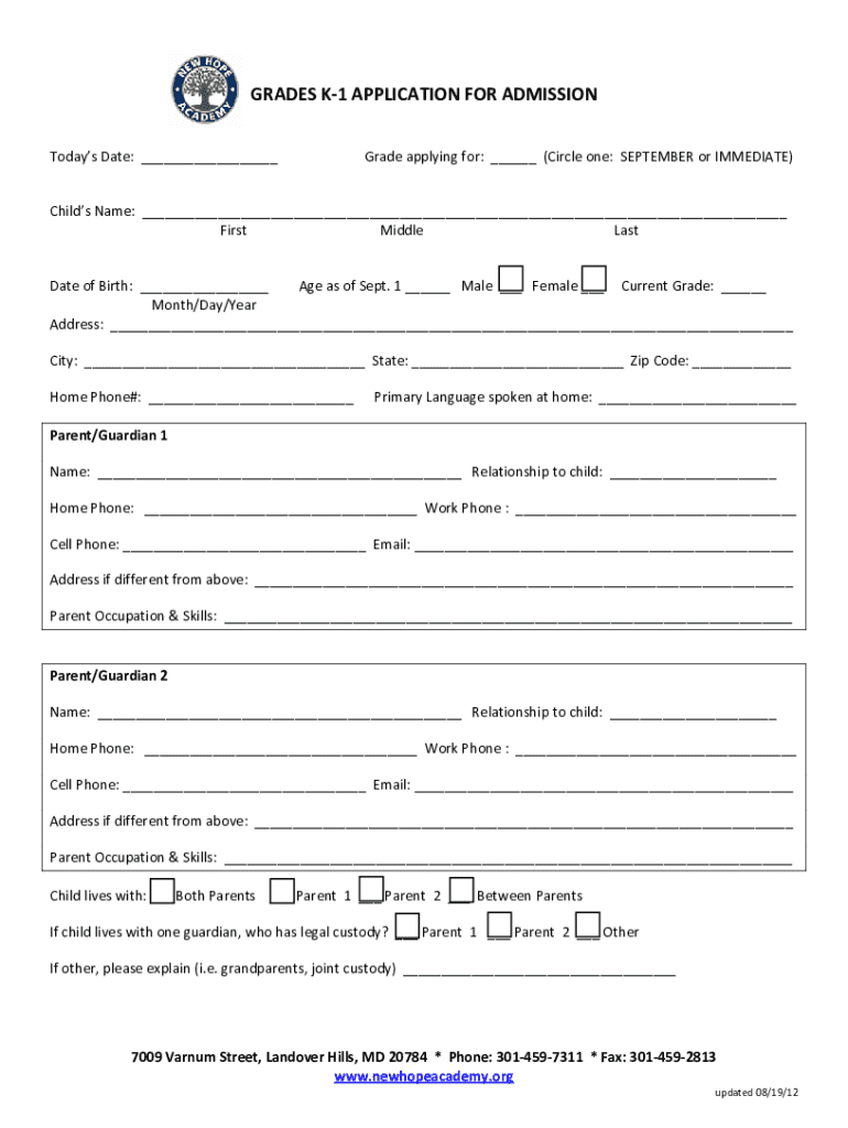 Fillable Online New Hope Academy Application Process Fax Email Print ...