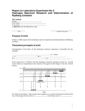 Fillable Online Report on Hydrogen Spectrum Research and Determination of Rydberg Constant Fax ...
