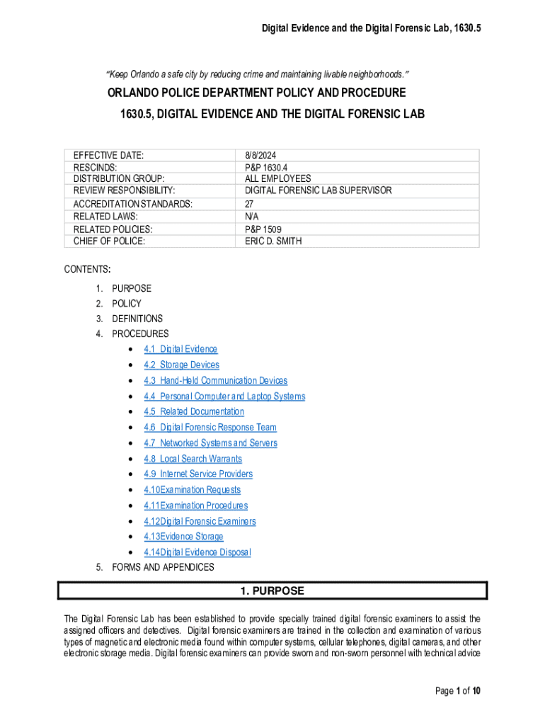 Fillable Online Digital Evidence and the Digital Forensic Lab Policy Fax Email Print - pdfFiller