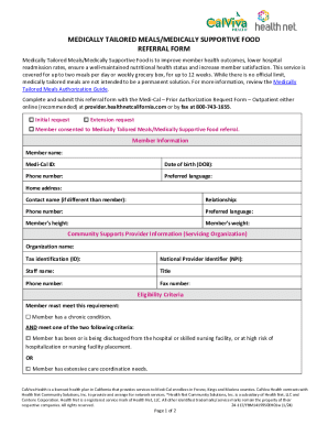 Fillable Online Medically Tailored Meals/m Medically Supportive Food ...