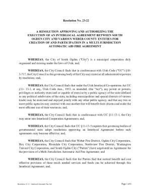 Fillable Online a Resolution Approving and Authorizing the Execution of ...