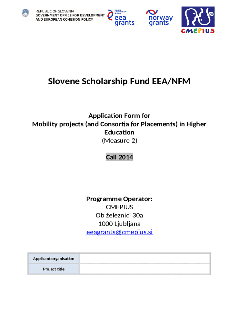 Slovene Scholarship Fund Eea/nfm Application - www2 cmepius Doc Template | pdfFiller