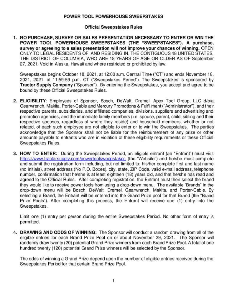 Fillable Online Official Sweepstakes Rules Fax Email Print - pdfFiller