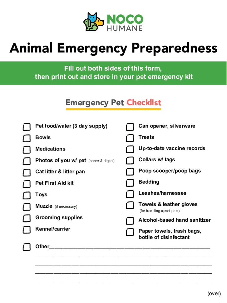 Fillable Online Animal Emergency Preparedness form Fax Email Print ...