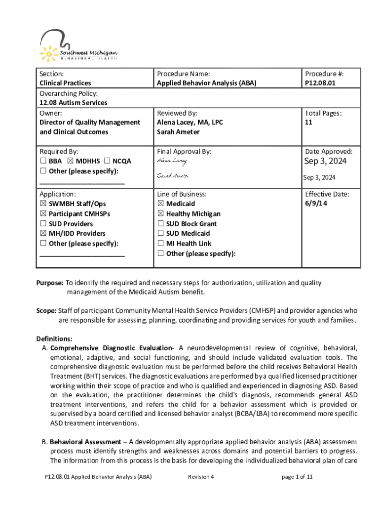 Fillable Online Applied Behavior Analysis (aba) Fax Email Print - pdfFiller