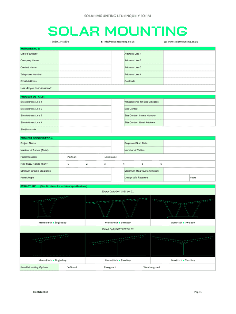 Fillable Online Solar Mounting Enquiry Form Fax Email Print - pdfFiller