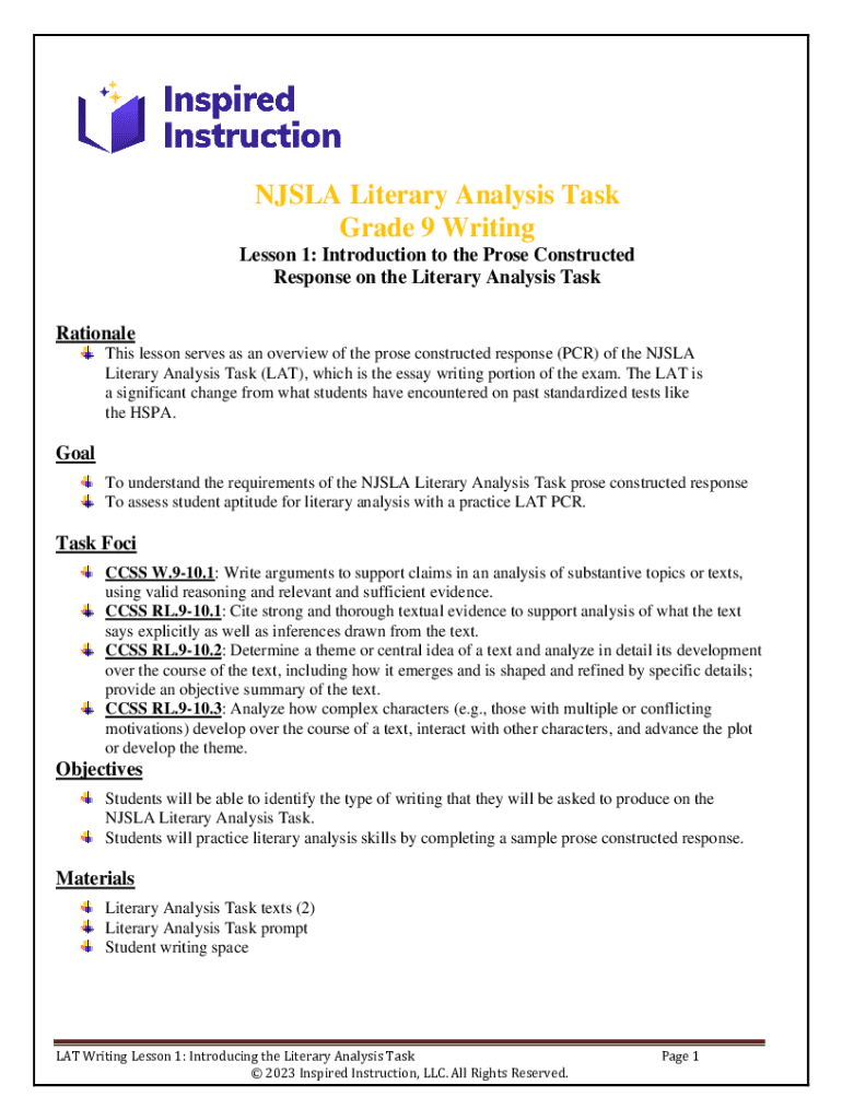 Fillable Online Introduction to the Prose Constructed Response on the ...