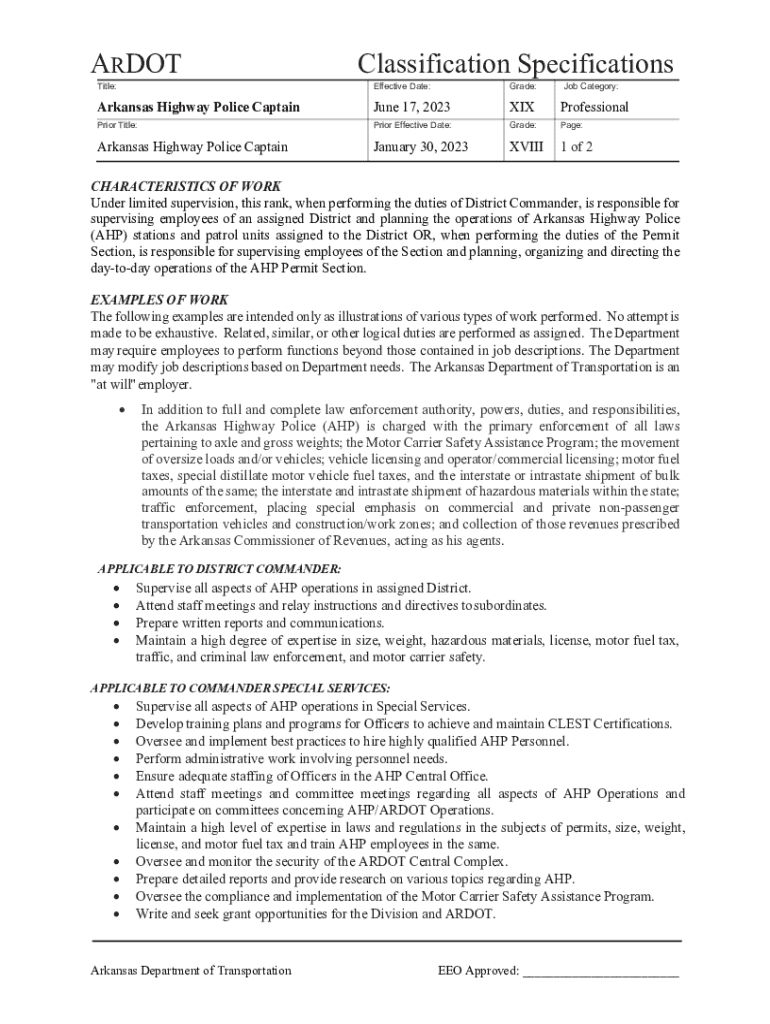 Fillable Online Arkansas Highway Police Captain Fax Email Print - pdfFiller